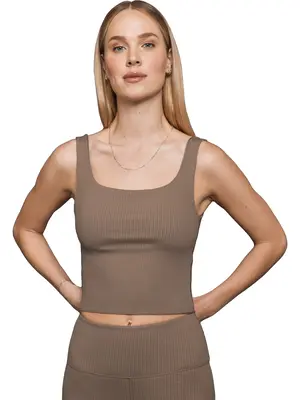 Carbon38 Ribbed Cropped Tank Top Caribou