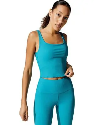 Carbon38 Ribbed Cropped Tank Top Dark Teal