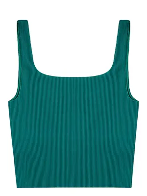 Carbon38 Ribbed Cropped Tank Top Malachite
