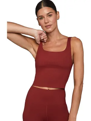 Carbon38 Ribbed Cropped Tank Top Merlot