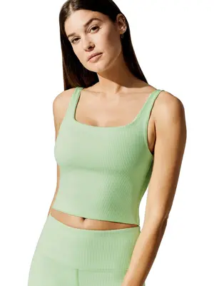 Carbon38 Ribbed Cropped Tank Top Pistachio