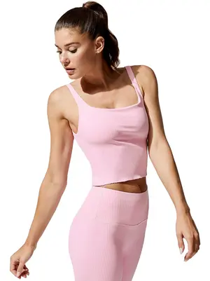 Carbon38 Ribbed Cropped Tank Top Rose