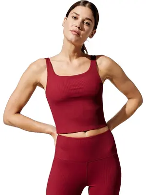 Carbon38 Ribbed Cropped Tank Top Ruby Red
