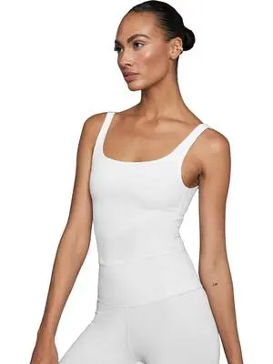 Carbon38 Ribbed Cropped Tank Top White