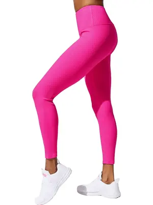 Carbon38 Ribbed 7/8 Legging Neon Pink