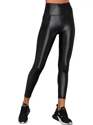 Carbon38 High Rise 7/8 Legging In Takara Shine - Black
