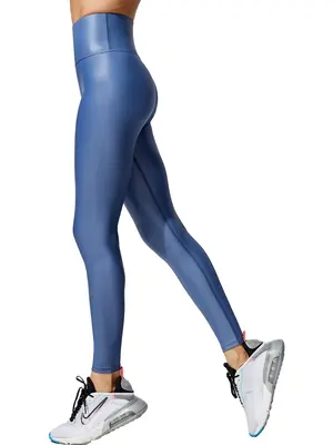 Carbon38 High Rise Full-length Legging In Takara Shine Iris Blue