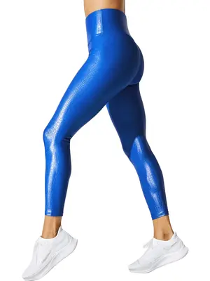 Carbon38 High Rise 7/8 Legging In Croc Takara Shine Lapis