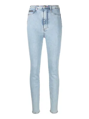 Philipp Plein Iconic High-waist Skinny Jeans - Blue
