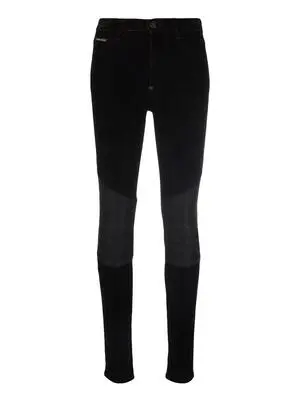 Philipp Plein Leather-inset High-waist Skinny Jeans - Black