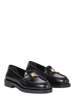 Valentino Garavani Roman Stud Leather Loafers - Black