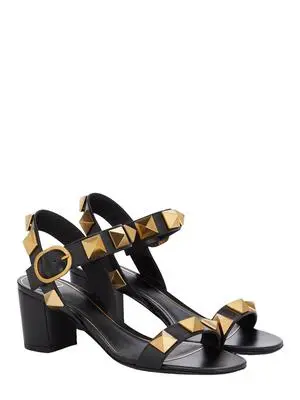 Valentino Garavani Roman Stud Leather Sandals Black