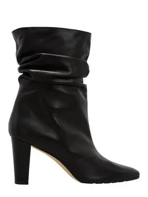 Manolo Blahnik Calasso Napa Slouchy Mid Booties - Black