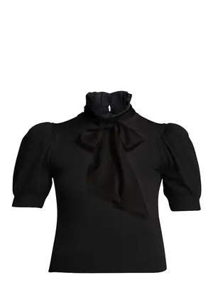 Alice + Olivia Chase Ruffle-neck Sweater - Black
