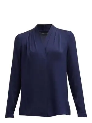Kobi Halperin Kobi Halperin Nellie Pleated V-Neck Blouse Mid Blue