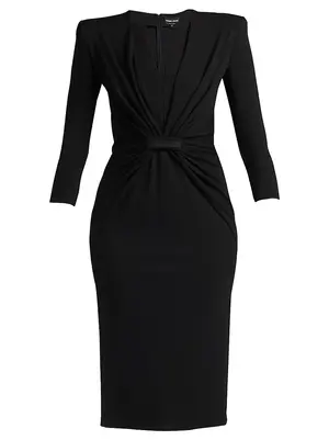 Giorgio Armani Giorgio Armani Draped Milano Stitch Midi Dress Black