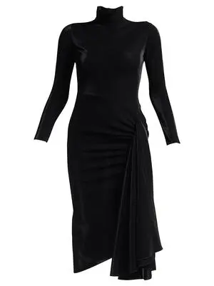 Giorgio Armani Draped Iridescent Jersey Midi Dress - Black