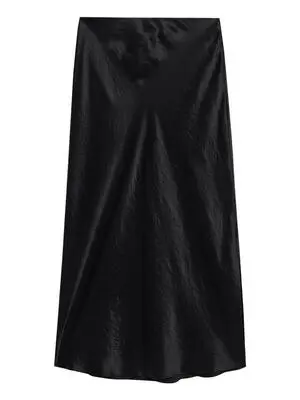 Vince Side-slit Satin Slip Midi Skirt - Black