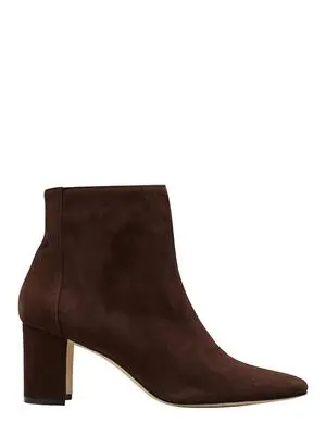 Manolo Blahnik Rosie Suede Ankle Booties Dark Brown