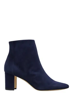 Manolo Blahnik Rosie Suede Ankle Booties Navy4116