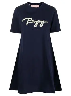 A BATHING APE Embroidered-logo T-shirt Dress - Blue
