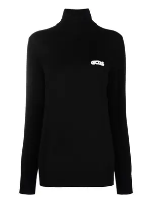 Gcds Embroidered Logo Roll Neck Jumper - Black