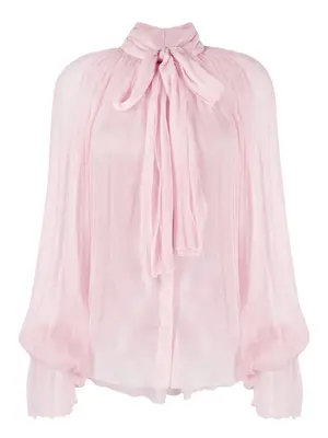 ATU BODY COUTURE Pussy-bow Silk Blouse - Pink