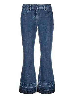 Versace Logo-patch Cropped Jeans - Blue