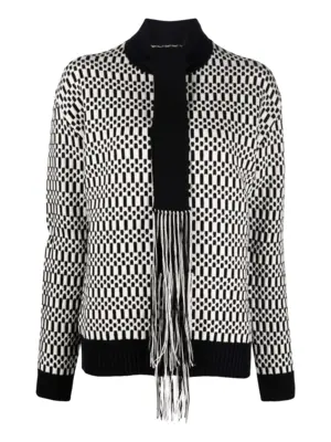 JIL SANDER Scarf-detail Patterned Jumper - White