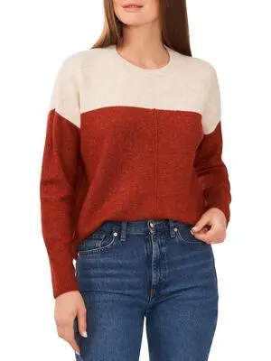 Vince Camuto Vince Camuto Colorblock Sweater Rust Red