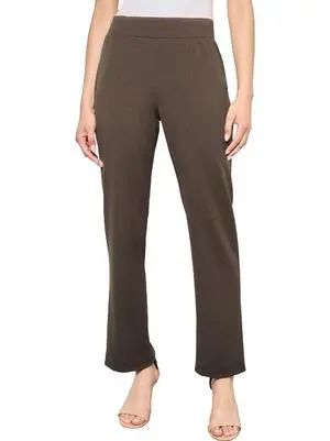 Ming Wang Ming Wang Heritage Fit Pull-On Crepe Pants Dark Umber