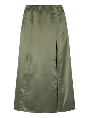 Bite Studios Organic Silk-satin Maxi Skirt - Green