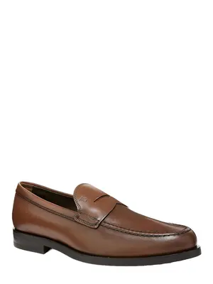 TOD'S Mocassino Slip On Penny Loafers - Cocoa In Burnished Leather