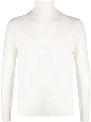 DELL'OGLIO Roll-neck Merino Jumper - White