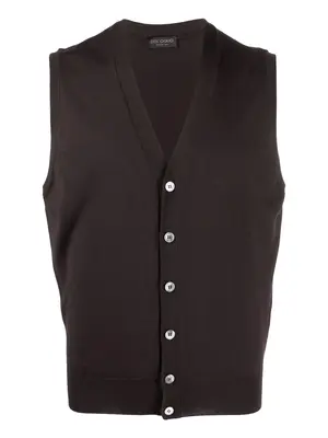 DELL'OGLIO V-neck Merino Wool Vest - Purple