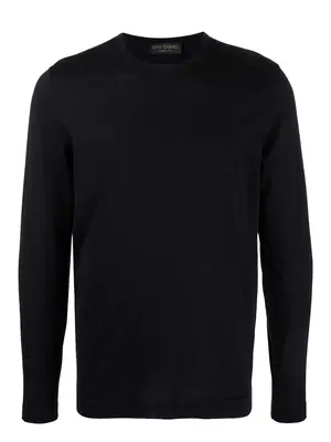 DELL'OGLIO Crew-neck Merino Jumper - Blue