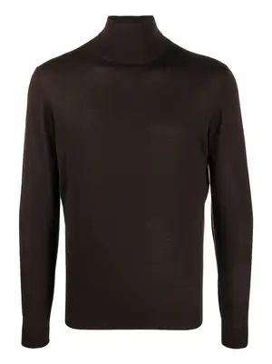 DELL'OGLIO Dell'oglio Roll-Neck Merino Jumper Brown