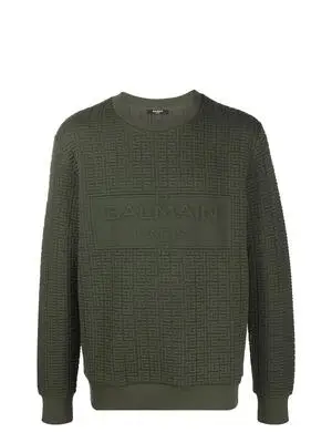 Balmain Monogram Pattern Crewneck Sweatshirt - Green