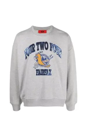 424 Embroidered Varsity-style Sweatshirt - Grey