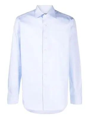 Canali Plain Button Shirt - Blue
