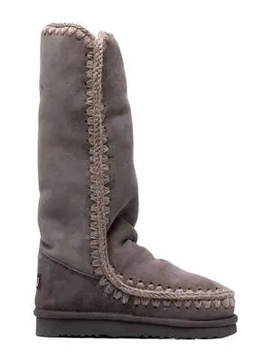 Mou Logo-patch Sheepskin Boots - Grey