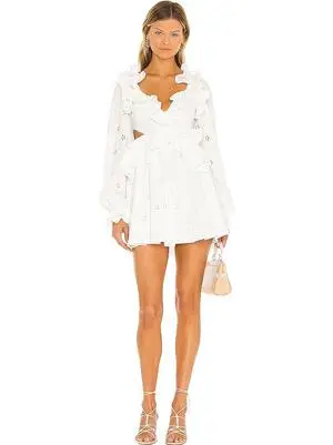 Majorelle Mariapia Mini Dress With Ruffled Eyelet Fabric - Ivory