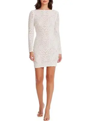Dress The Population Lola Sequin Mini Dress - White