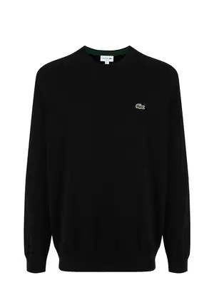 Lacoste Crocodile-embroidered Cotton Sweatshirt - Black