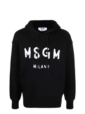 MSGM Logo Print Hoodie - Black