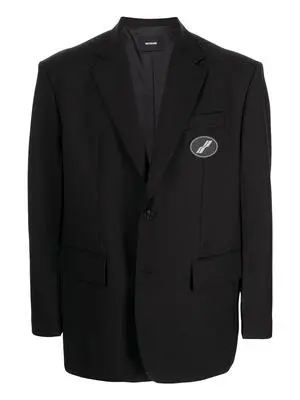 We11Done Oversized Suit Logo-patch Blazer - Black