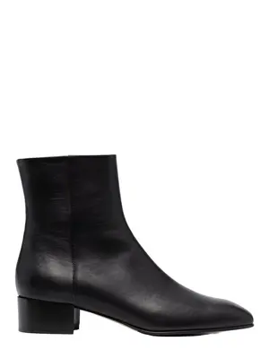 SCAROSSO Ambra Leather Ankle Boots - Black