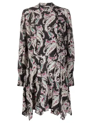 Isabel Marant Paisley-print Silk Dress - Black