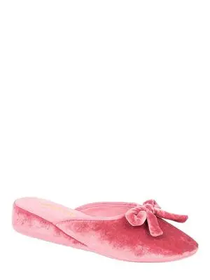 PATRICIA GREEN Velvet Bow Wedge Slipper - Rose Pink