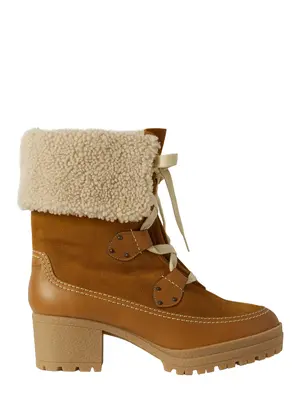 See By Chloé Verena Shearling-trimmed Ankle Boots - Brown